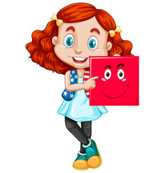 Boy holding geometric shape Royalty Free Vector Image