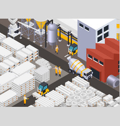 Cement production isometric icons Royalty Free Vector Image