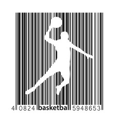Silhouette of a basketball player and barcode Vector Image