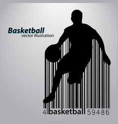Silhouette of a basketball player and barcode Vector Image