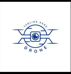 Sky drone logo line art vintage template icon Vector Image