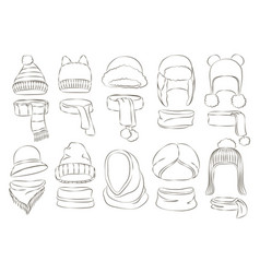 Winter hat cartoon headwear cap scarf and other Vector Image