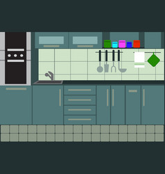 Cartoon kitchen counter with appliances Royalty Free Vector