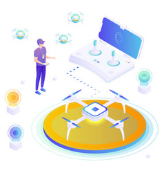 Flat cartoon character with drone camera Vector Image