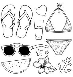 Summer flip flops coloring page Royalty Free Vector Image