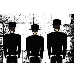 Western wall jerusalem the wailing wall hasidim Vector Image