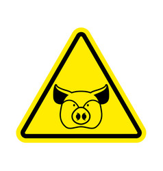Warning pig swine on red triangle road sign Vector Image