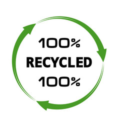 100 percent recycled eco bag stamp Royalty Free Vector Image
