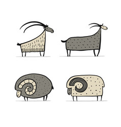 Goats and rams collection for your design Vector Image