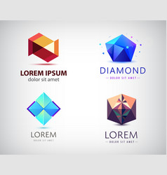 Set of abstract geometric 3d logos shapes Vector Image