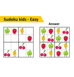 Sudoku kids game cut and paste the pictures cute Vector Image