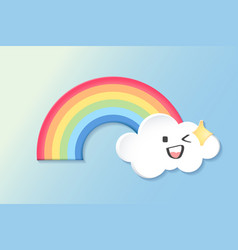 Clouds weather sticker with smiling face cute Vector Image
