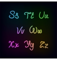 Neon rainbow color glow alphabet Royalty Free Vector Image