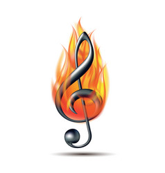 Fire burning microphone on black background Vector Image