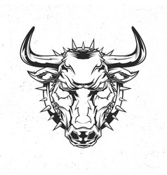 Vintage powerful bull head concept Royalty Free Vector Image