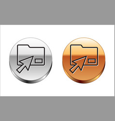 Silver line cursor click document folder icon Vector Image
