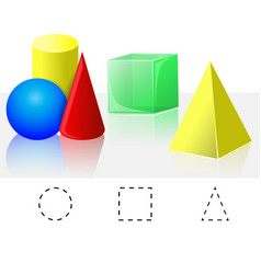 Color basic shapes realistic 3d geometric forms Vector Image