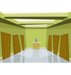 Cartoon hallway corridor with many doors Vector Image