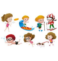 Boys And Girls Doing Different Activities Vector Image boys-and-girls-doing-different-activities-vector-image
