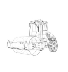 Detailed asphalt steam roller - compactor Vector Image