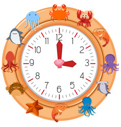 Blue underwater clock template Royalty Free Vector Image