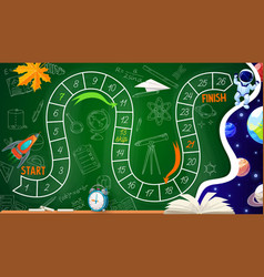 Kids board game with astronaut in space template Vector Image