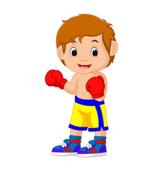Cute boy boxing cartoon Royalty Free Vector Image