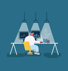 Man and woman programmers working on computer Vector Image