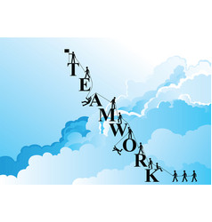 Teamwork themed mountaineering Royalty Free Vector Image