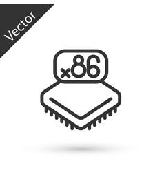 Grey line computer processor with microcircuits Vector Image