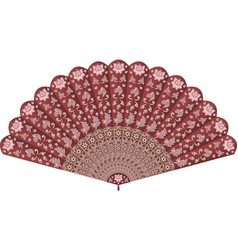 Hand fan ornate with floral decoration pattern in Vector Image