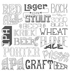 Beer and brewery hand written lettering logos Vector Image