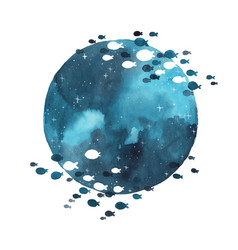 Border template with boys at night landscape Vector Image