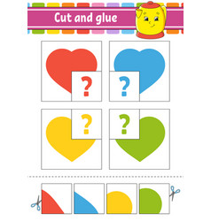 Cut and glue four flash cards color puzzle Vector Image