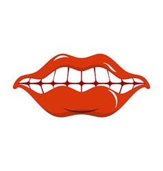 Cheerful smile Red lips and white teeth Open mouth