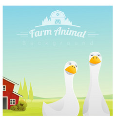 Border design with duck and barns Royalty Free Vector Image