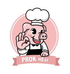 Pig chef holds a sign Royalty Free Vector Image