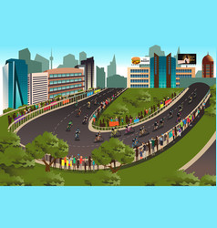 Cycling athletic sport cartoon set Royalty Free Vector Image