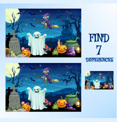 Kids spot differences game with halloween Vector Image