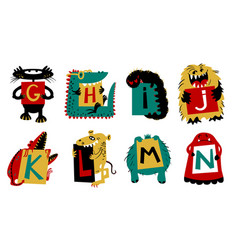 Kids alphabet with cute colorful monsters Vector Image
