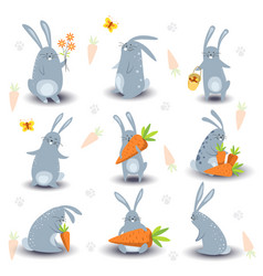 Easter bunny carrying basket full of carrots Vector Image