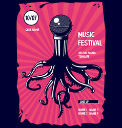 Music poster template for rock concert Octopus Vector Image