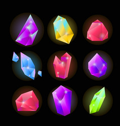 Gemstones cartoon crystals rock stones and quartz Vector Image