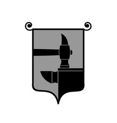 Forge logo smithy symbol hammer and anvil emblem Vector Image