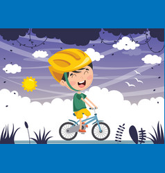 Kids cycling Royalty Free Vector Image - VectorStock