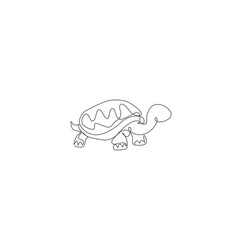 One single line drawing big land tortoise Vector Image