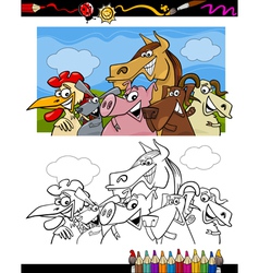 Cartoon farm animals coloring book Royalty Free Vector Image
