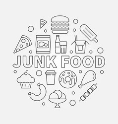 Junk food circular outline Royalty Free Vector Image
