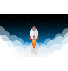 Cartoon rocket in sky full moon in night sky Vector Image