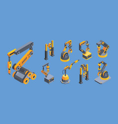 Isometric robotic arm hand industrial robot flat Vector Image